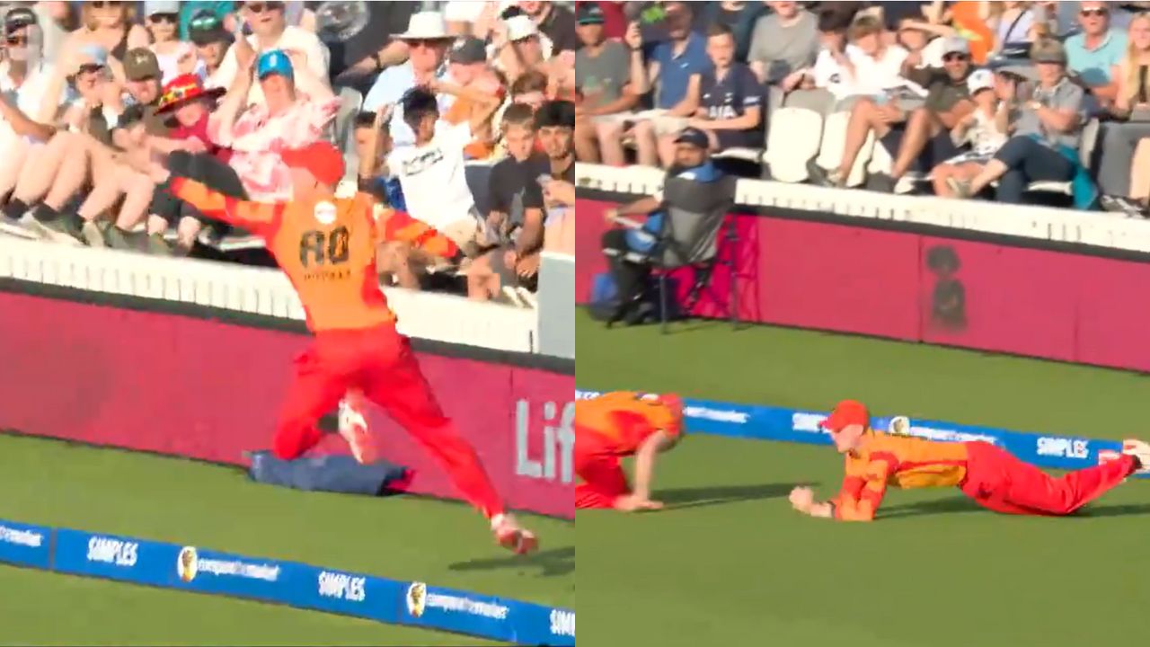 Watch - Dan Mousley takes a stunning relay catch on the boundary in The ...