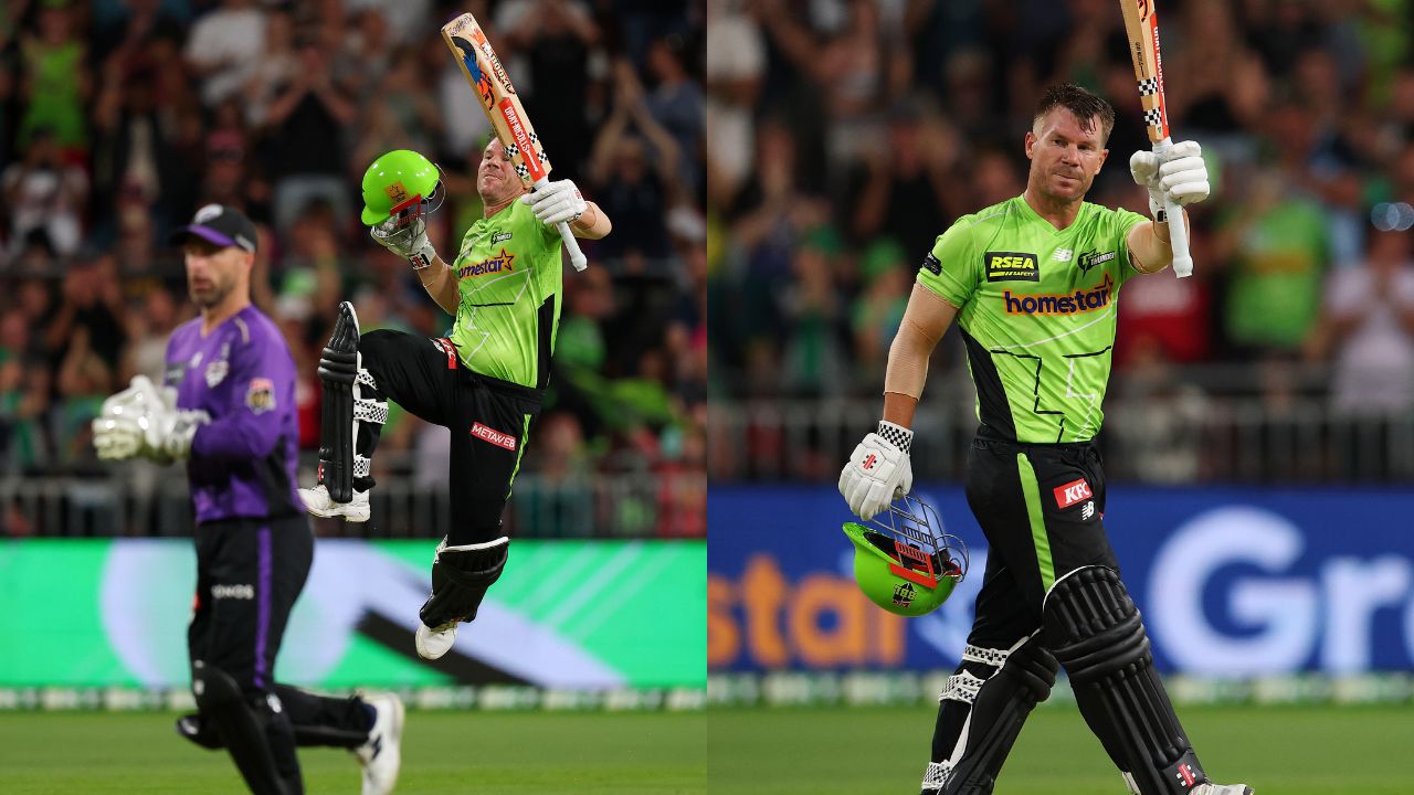 David Warner Pulls Off 6 7 Celebration After Smashing BBL Century david-warner-pulls-off-6-7-celebration-after-smashing-bbl-century