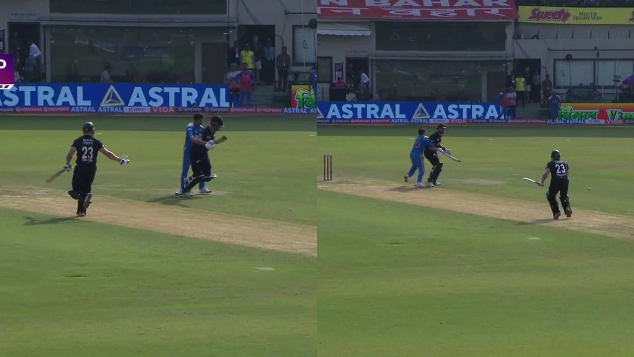 Dramatic on-field collision as Kuldeep Yadav tries to stop Daryl ...