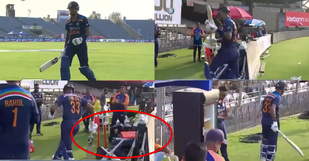 Watch: Frustrated Hardik Pandya Hits Bats In Dugout After Getting Out