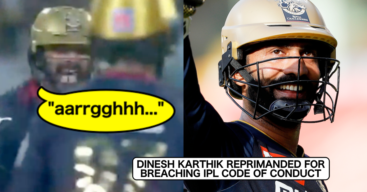 IPL 2022: Dinesh Karthik Reprimanded For Violating IPL Code of Conduct