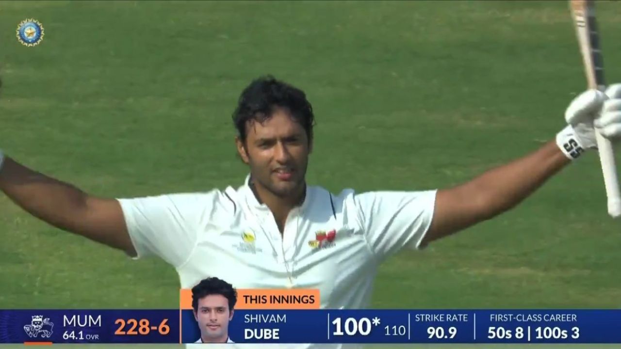 Watch: Shivam Dube brings up attacking hundred in Ranji Trophy for Mumbai
