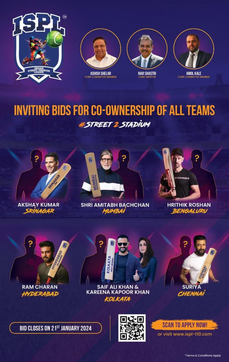 INDIAN STREET PREMIER LEAGUE (ISPL) UNVEILS OPPORTUNITY FOR CO-OWNERSHIP OF TEAMS